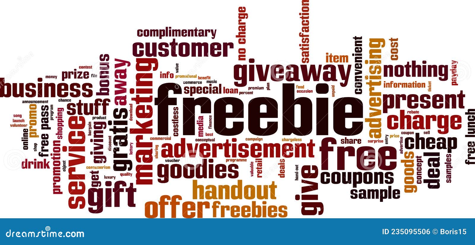 Freebie word cloud stock vector. Illustration of item - 235095506