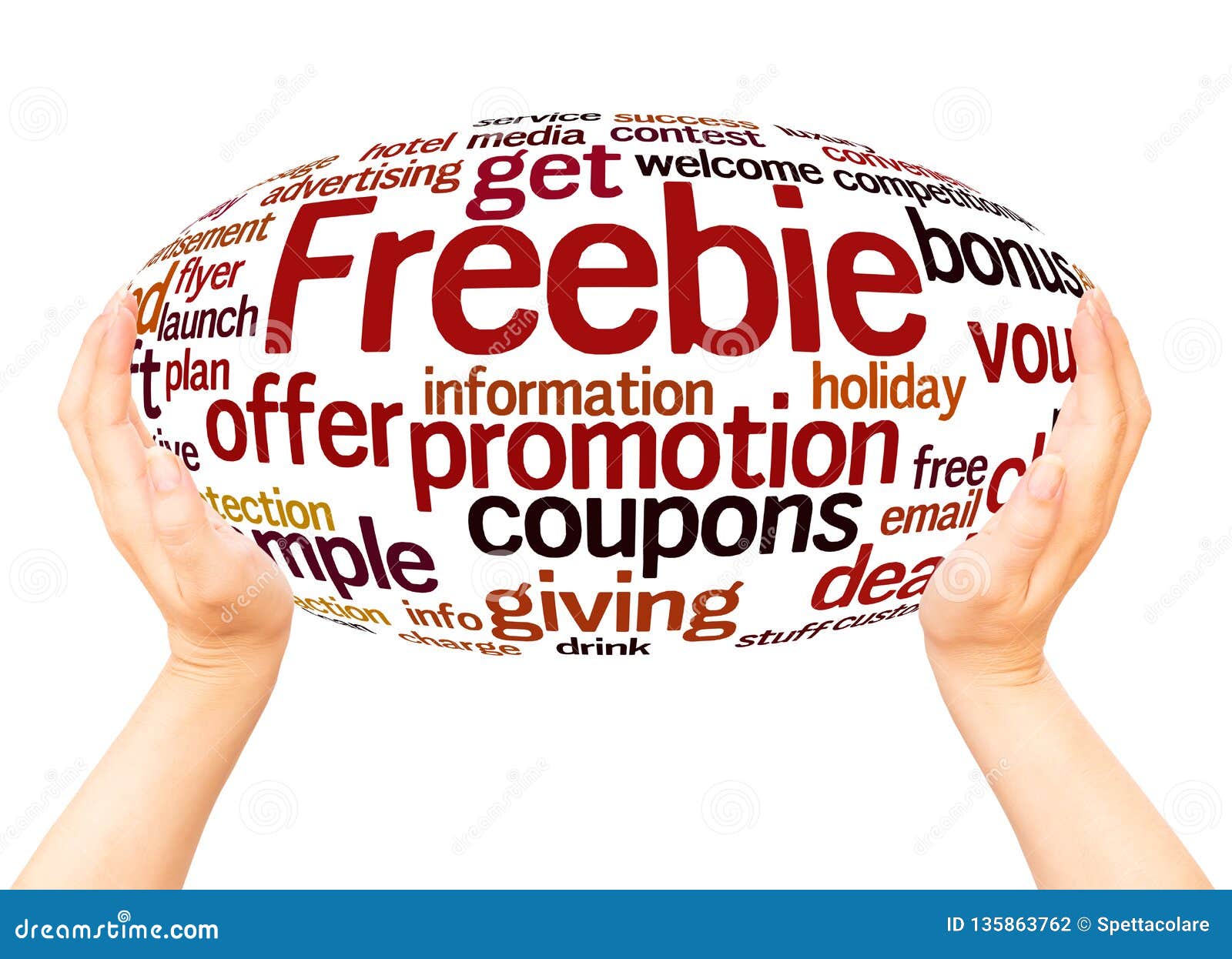 Freebie Word Cloud Hand Sphere Concept Stock Illustration ...