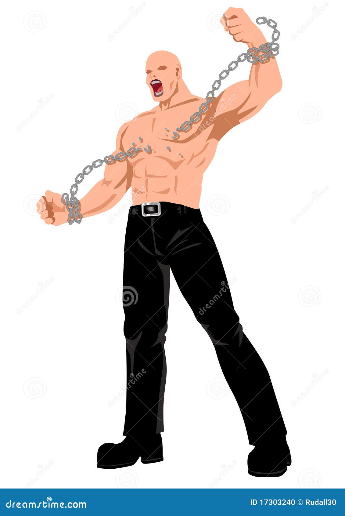 Strongman Breaking Chains Cartoon Vector | CartoonDealer.com #14102103