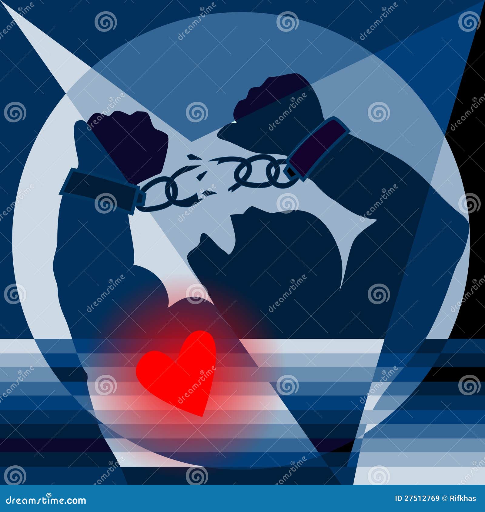 Hands In Fetters With Clenched Fists Break Chain. Symbol Of Liberation ...