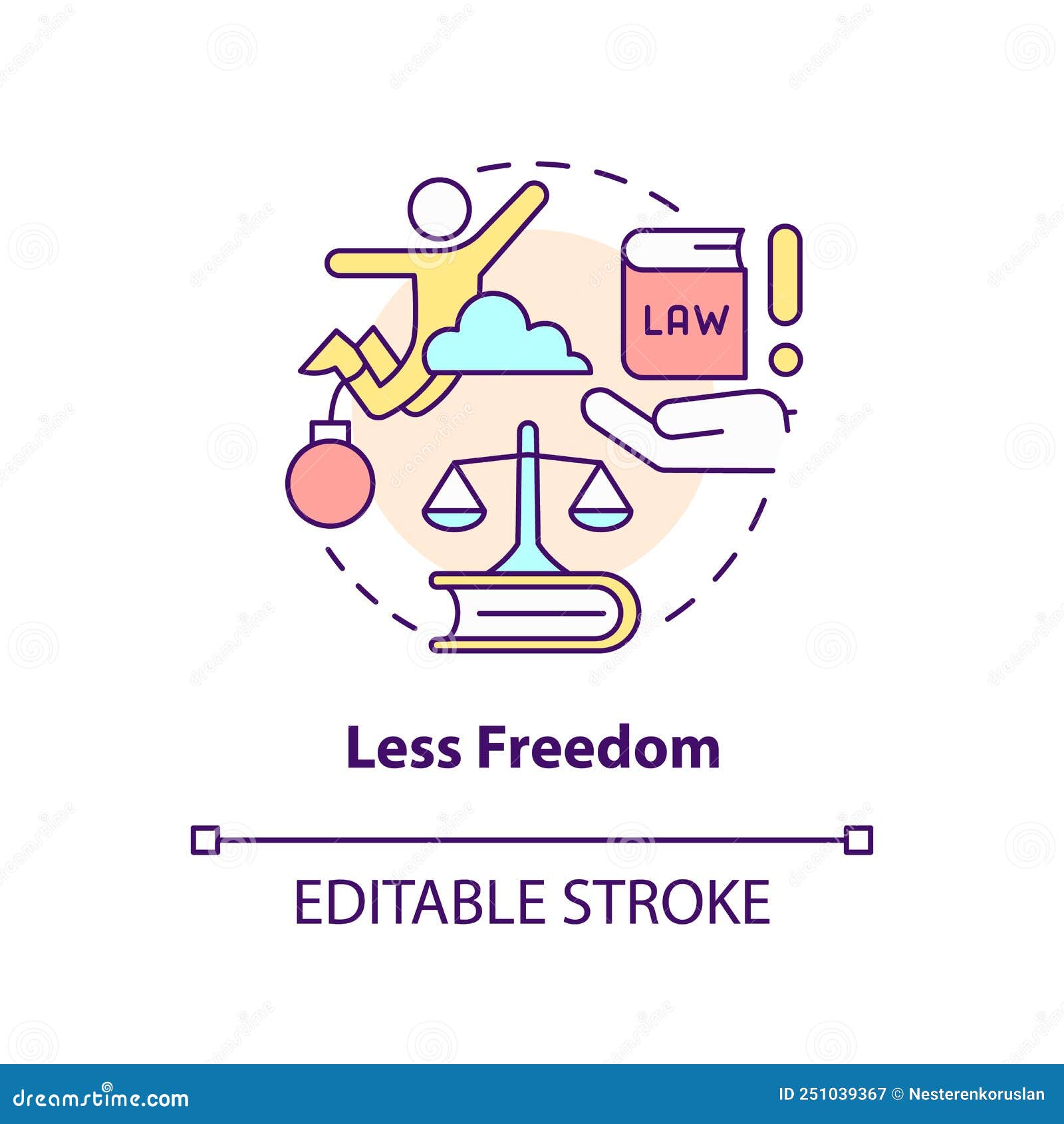 Less freedom concept icon stock vector. Illustration of growth - 251039367
