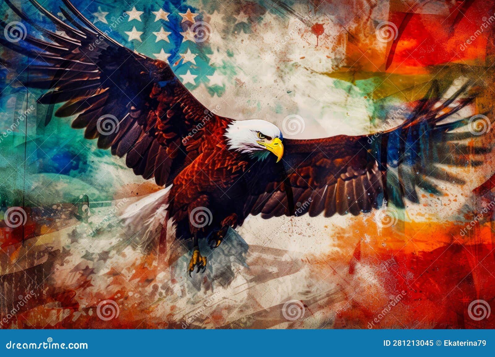 Freedom Concept. a Soaring Eagle on Abstract American Flag Background ...
