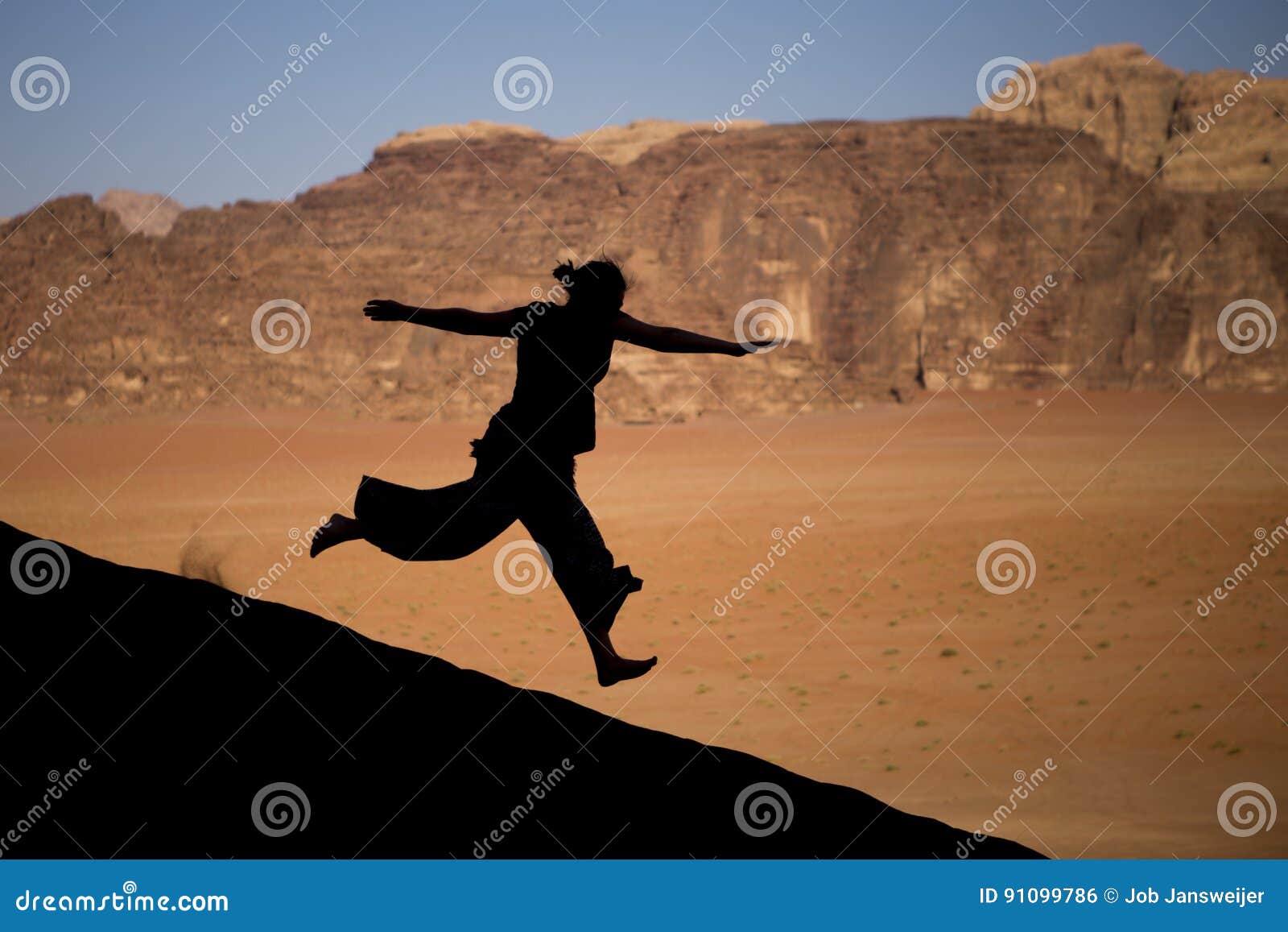 Freedom in the desert stock photo. Image of woman, workout - 91099786