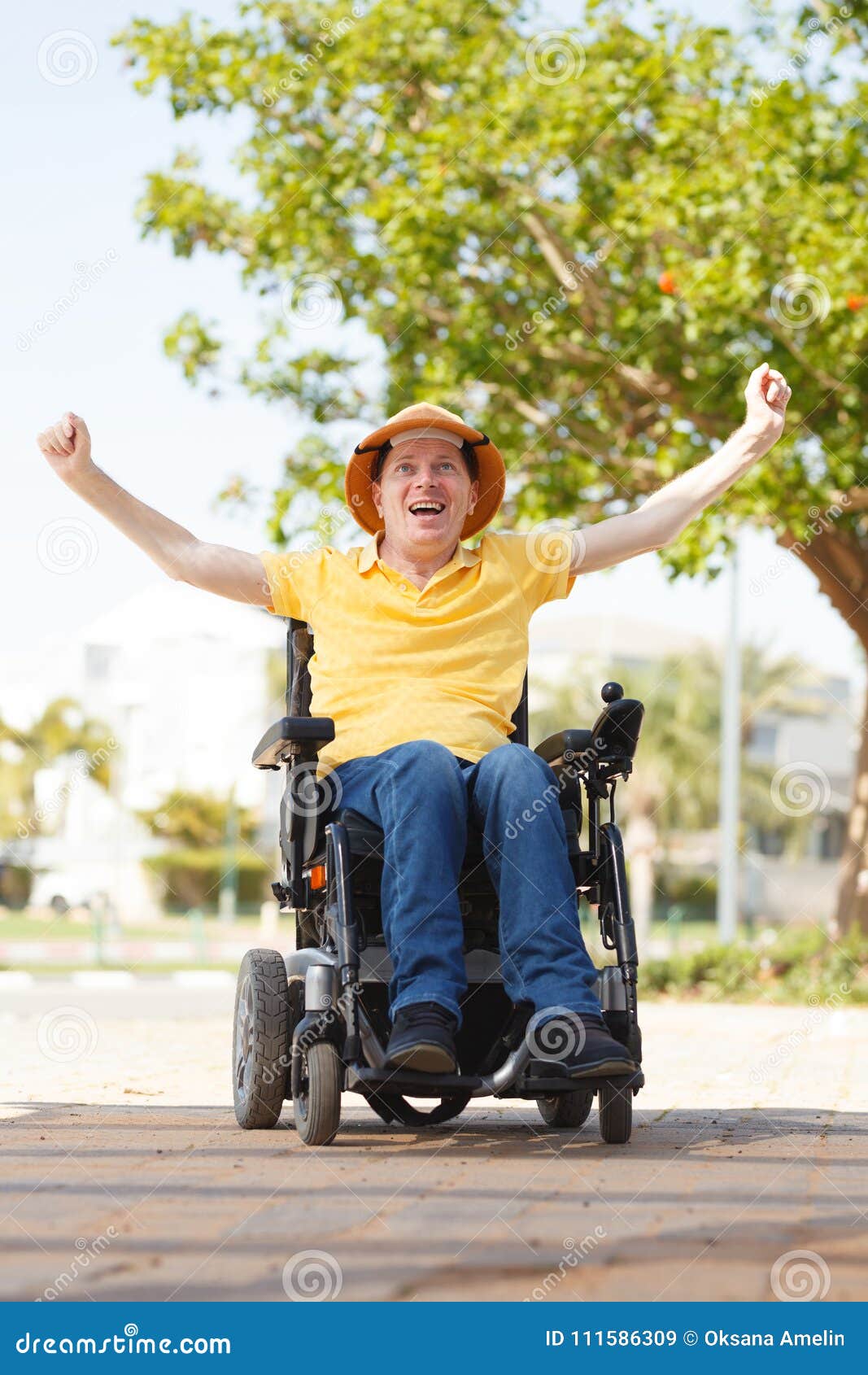 Freedom of disabled man stock image. Image of blue, happy - 111586309