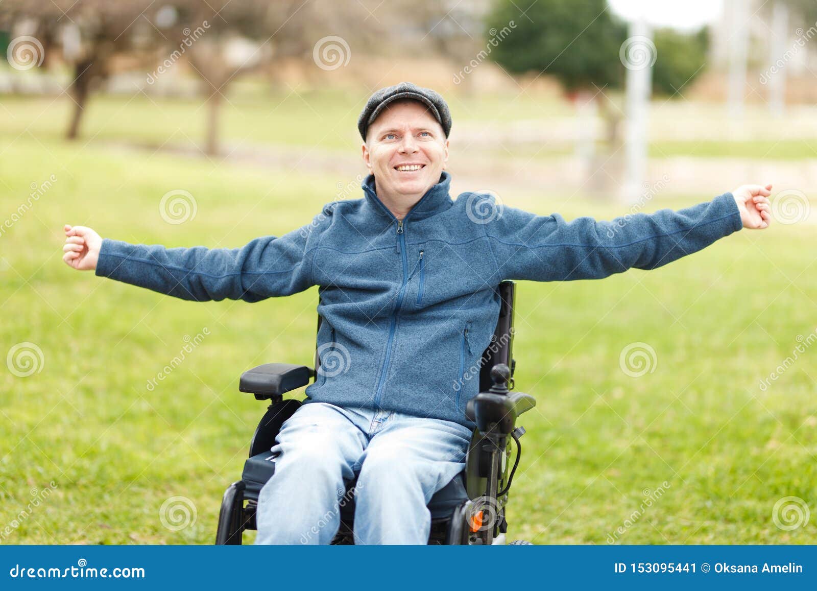 Freedom of disabled man stock image. Image of happiness - 153095441