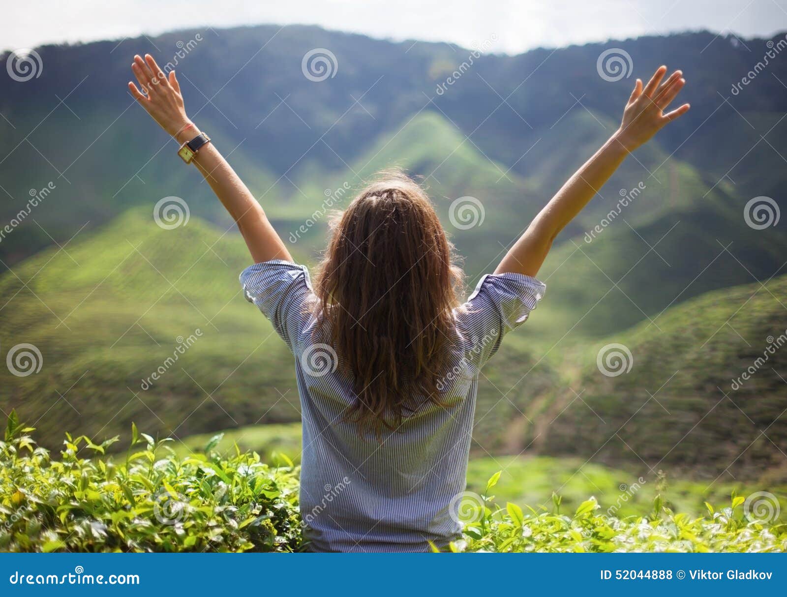 Freedom girl with hands up stock photo. Image of lifestyle - 52044888