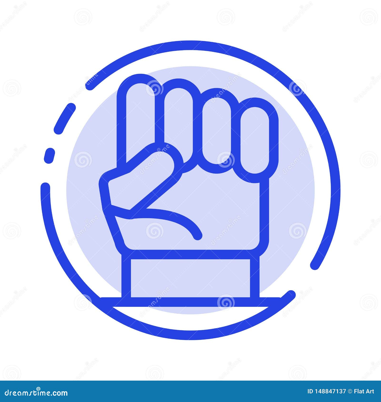 Freedom, Hand, Human, Power, Strength Blue Dotted Line Line Icon Stock ...