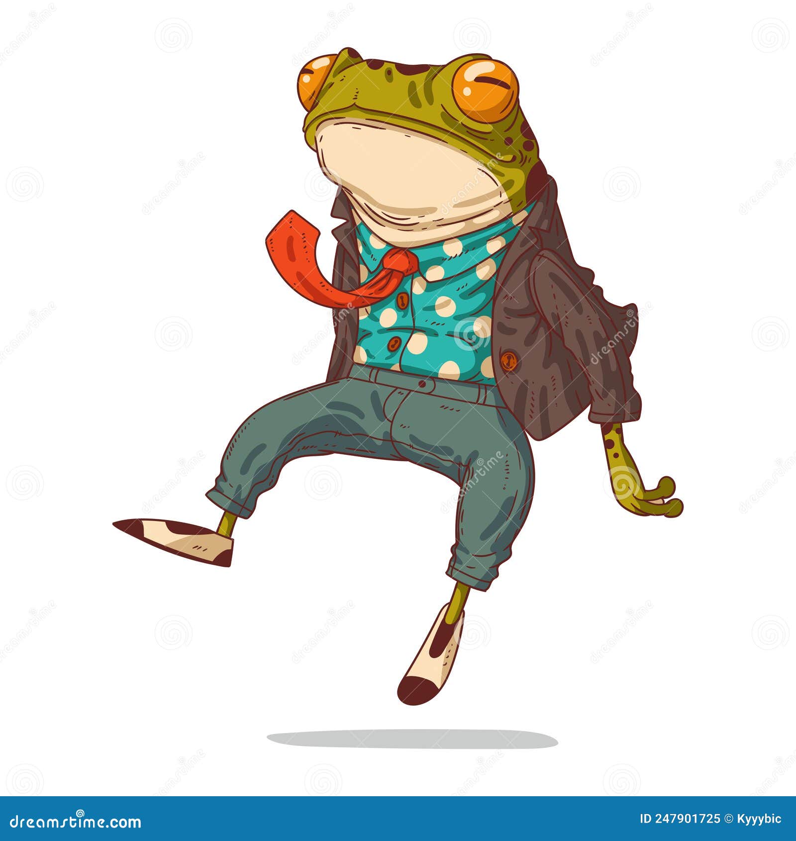 Freedom. a Hipster Frog Hovering in the Air, Isolated Vector ...