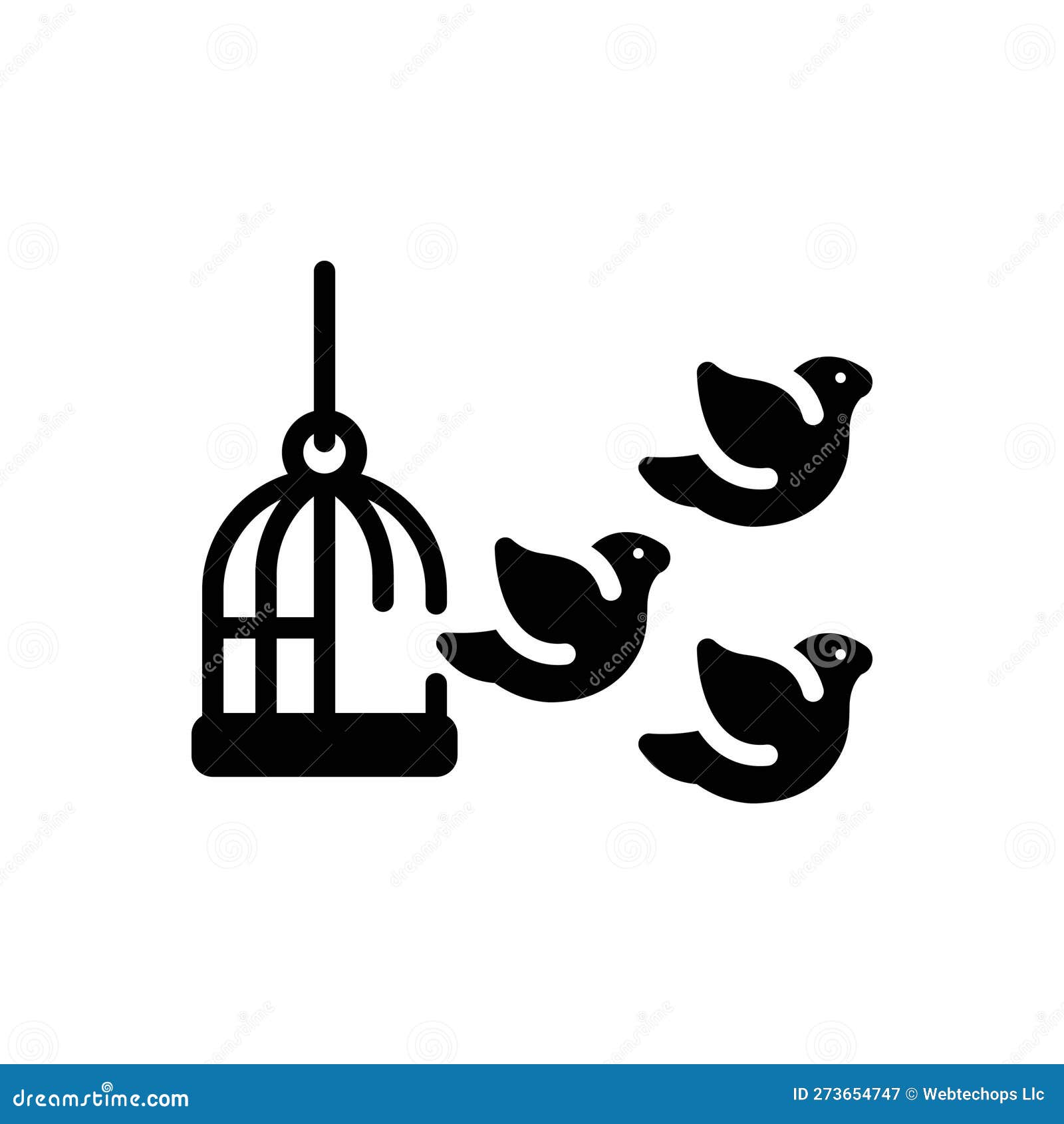 Black Solid Icon for Freedom, Liberation and Birdcage Stock Vector ...