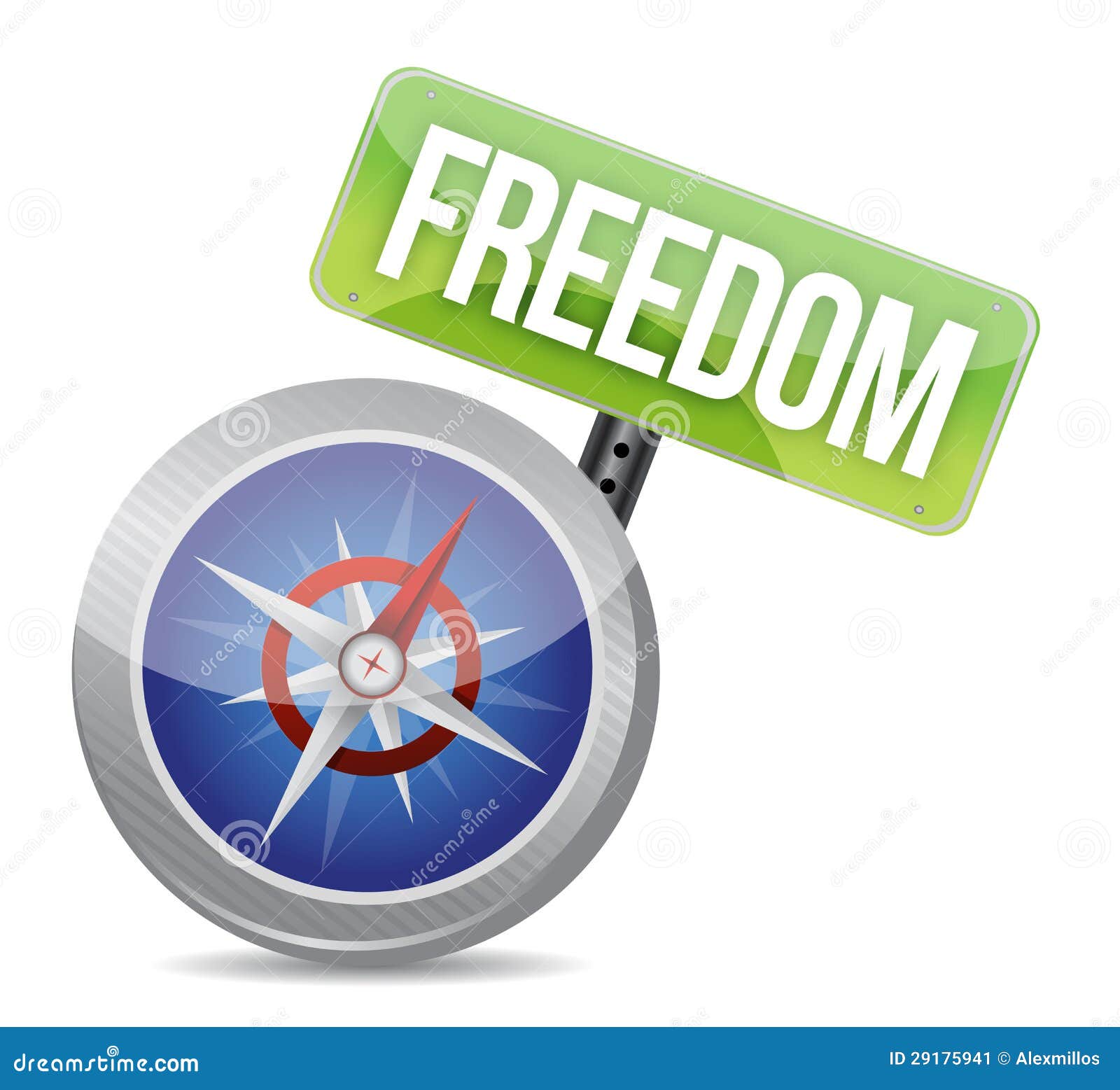 Freedom Indicated by Compass Stock Illustration - Illustration of north ...
