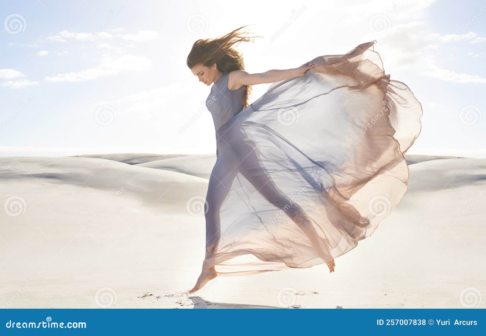 Freedom and Isolation on the Beach. a Beautiful Young Woman on the ...