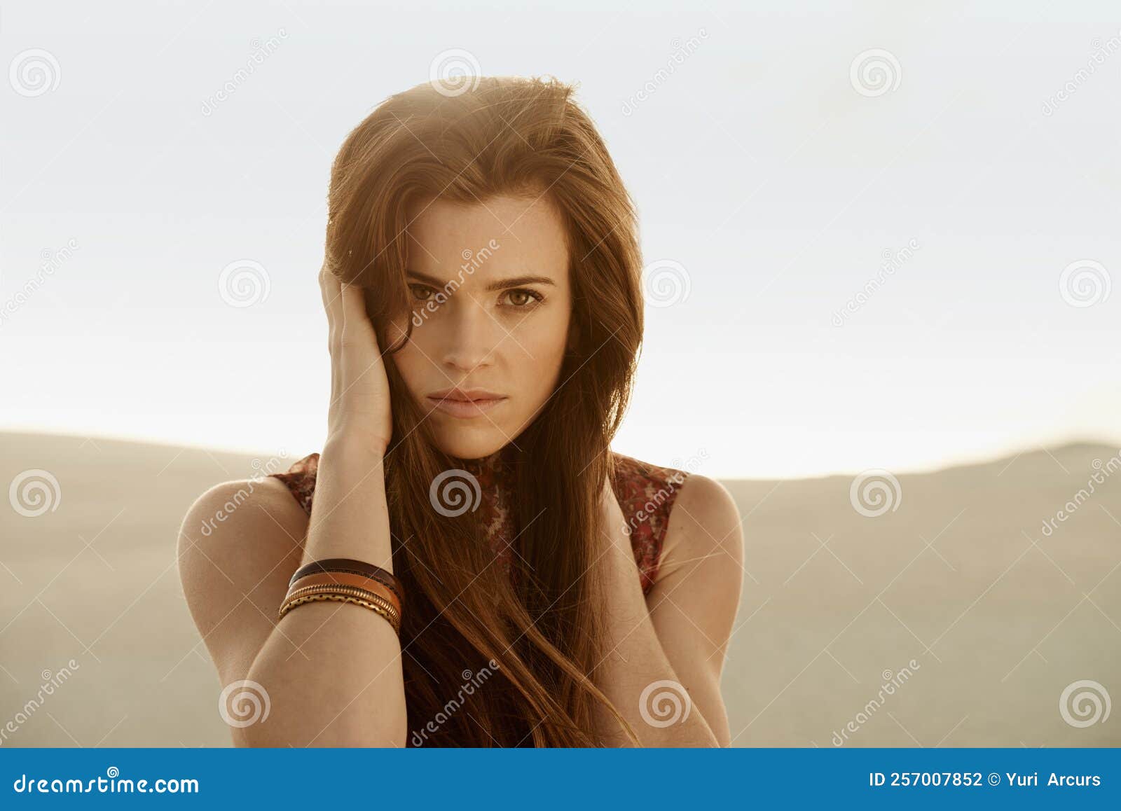 Freedom and Isolation on the Beach. a Beautiful Young Woman on the ...