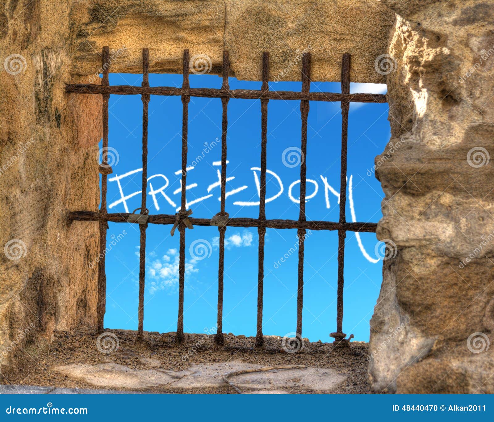 Freedom by the jail bars stock photo. Image of punishment - 48440470