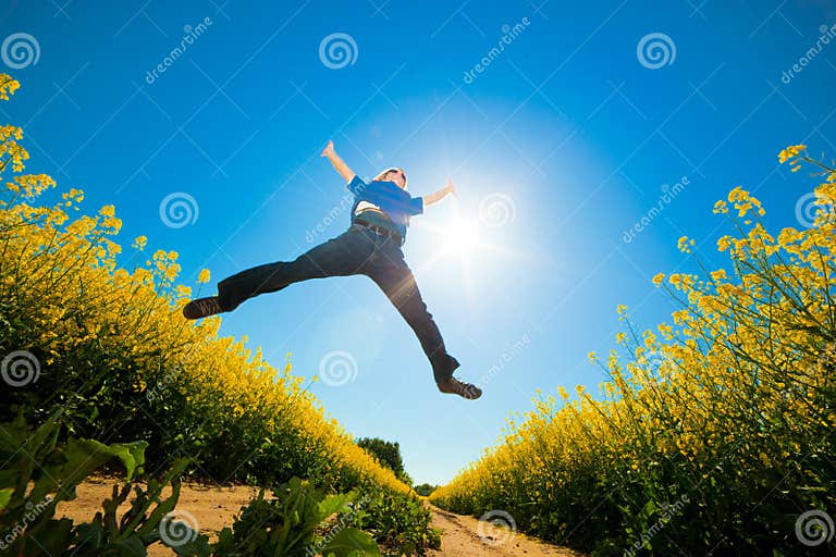 Freedom jump on the field stock photo. Image of attractive - 20226694