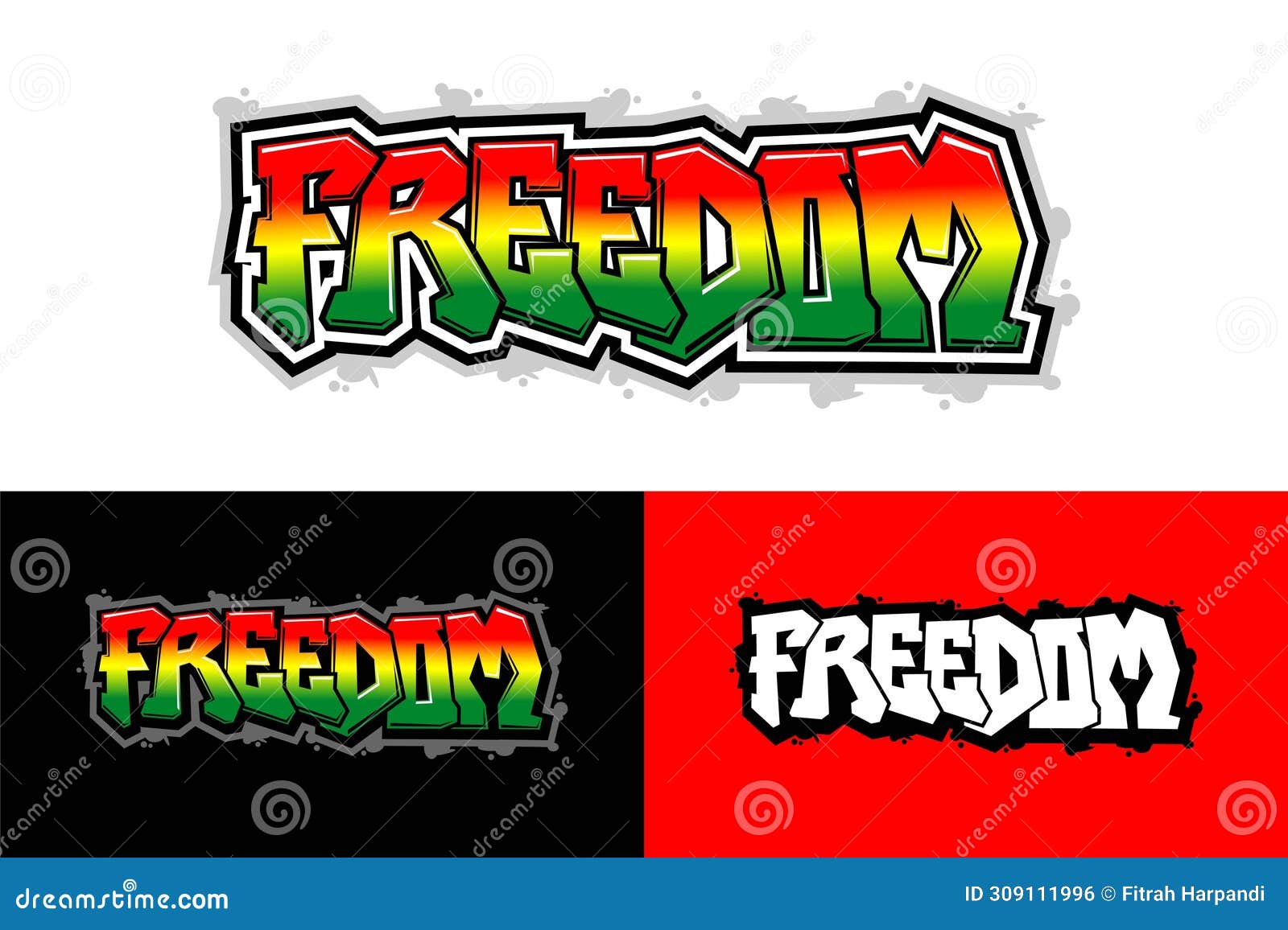 Freedom Lettering in Graffiti Style Vector Illustration Stock Vector ...