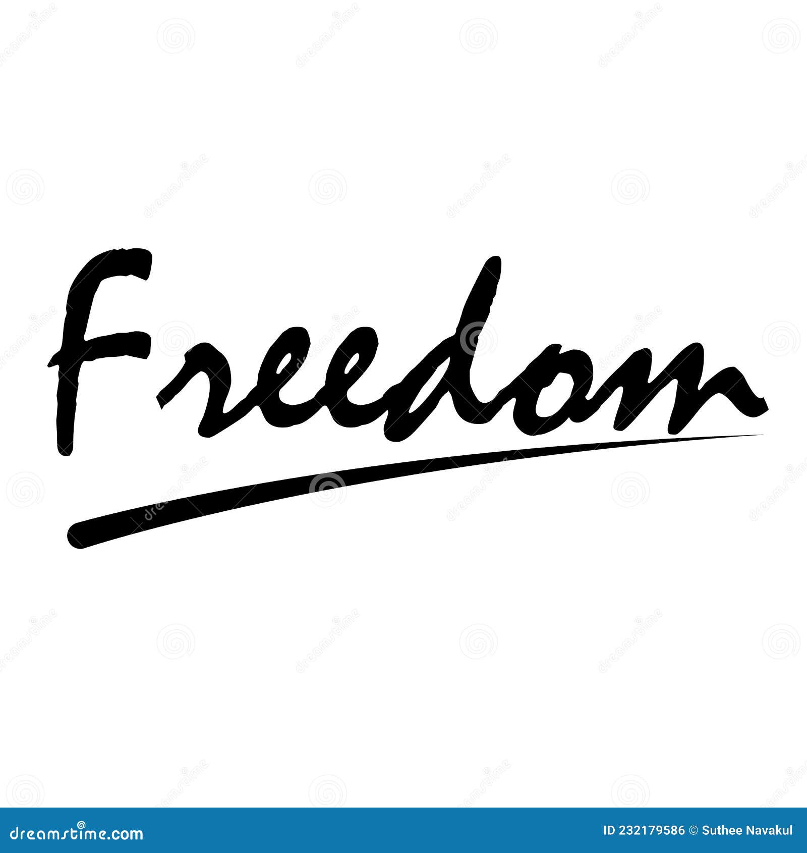Freedom Lettering on White Background. Freedom Script Calligraphic ...