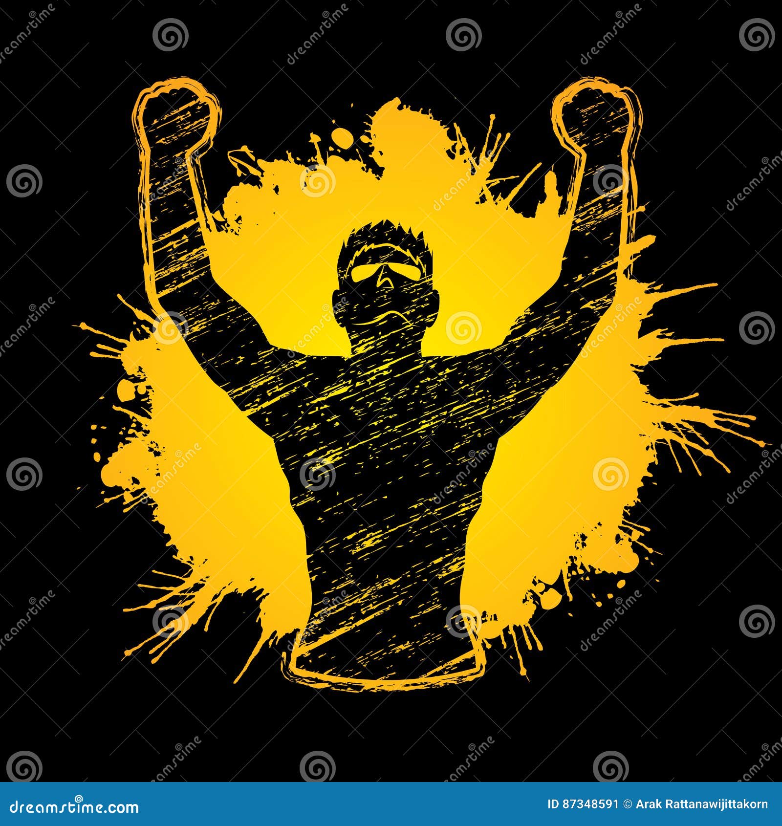 Freedom man, the Winner stock vector. Illustration of raised - 87348591