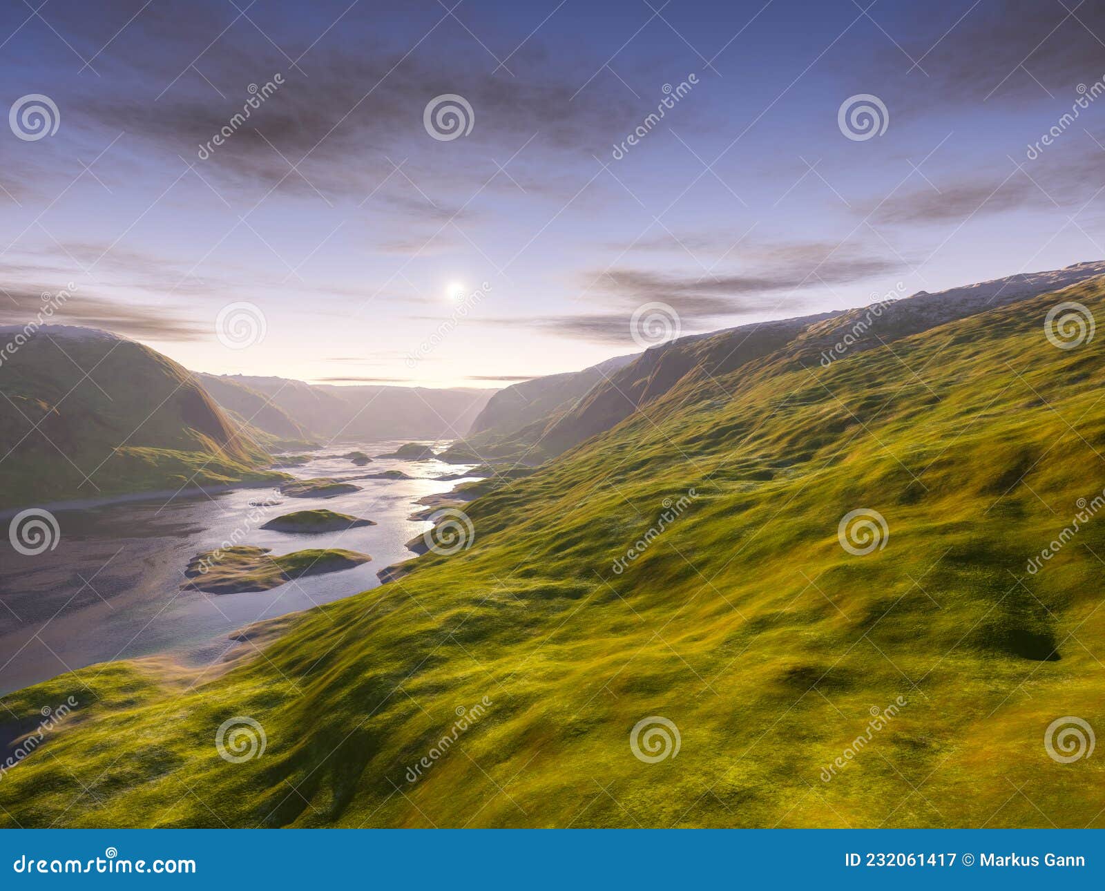 Freedom Nature Landscape Scenery Sunset Stock Illustration ...