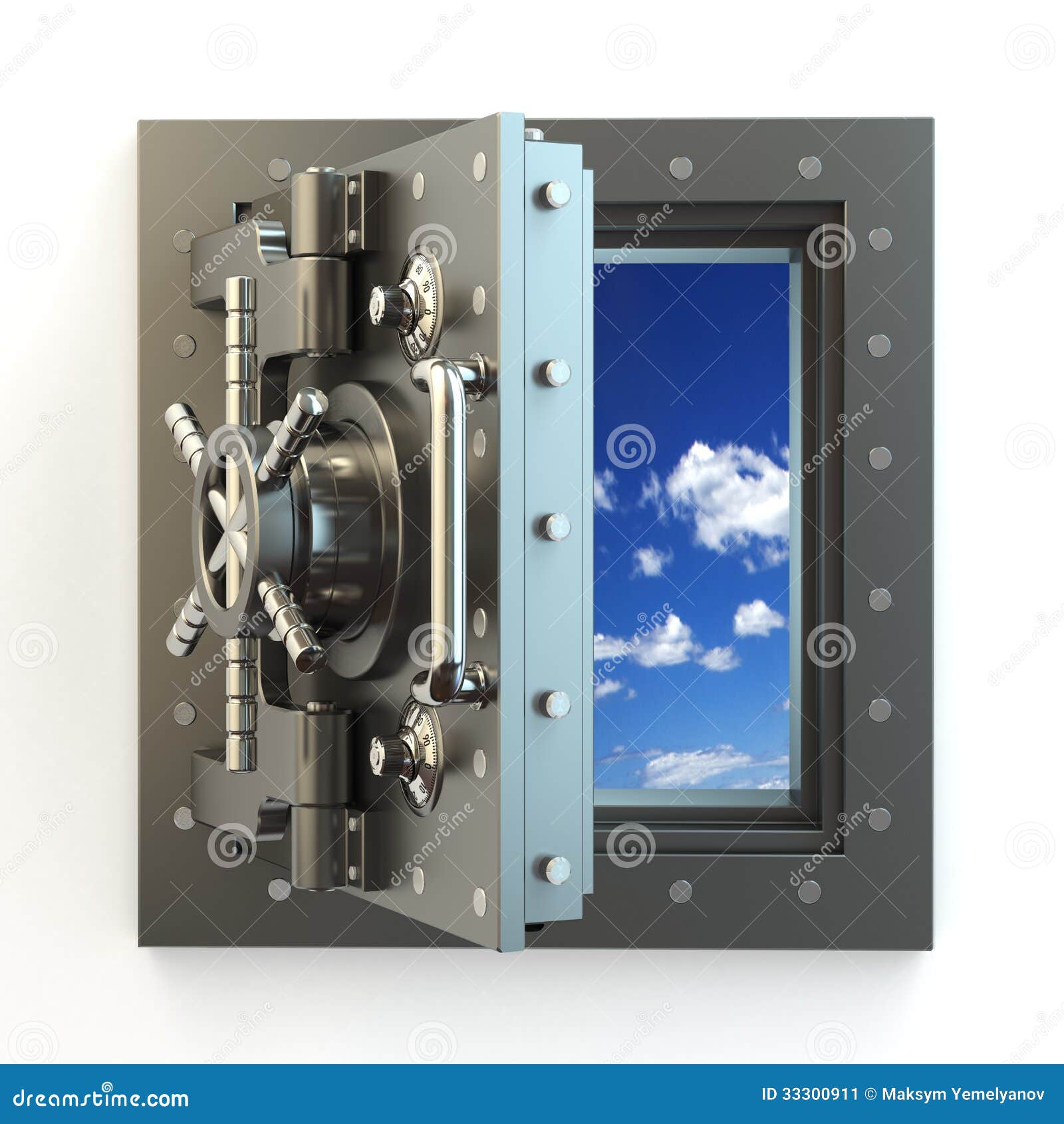 Freedom. Opening Vault Door and Sky Behind it Stock Illustration ...