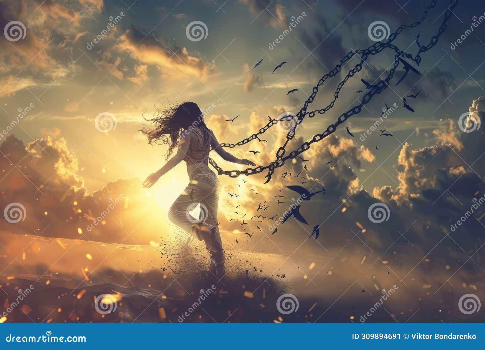 Freedom Person Broken Chains Stock Image - Image of punishment, helping ...