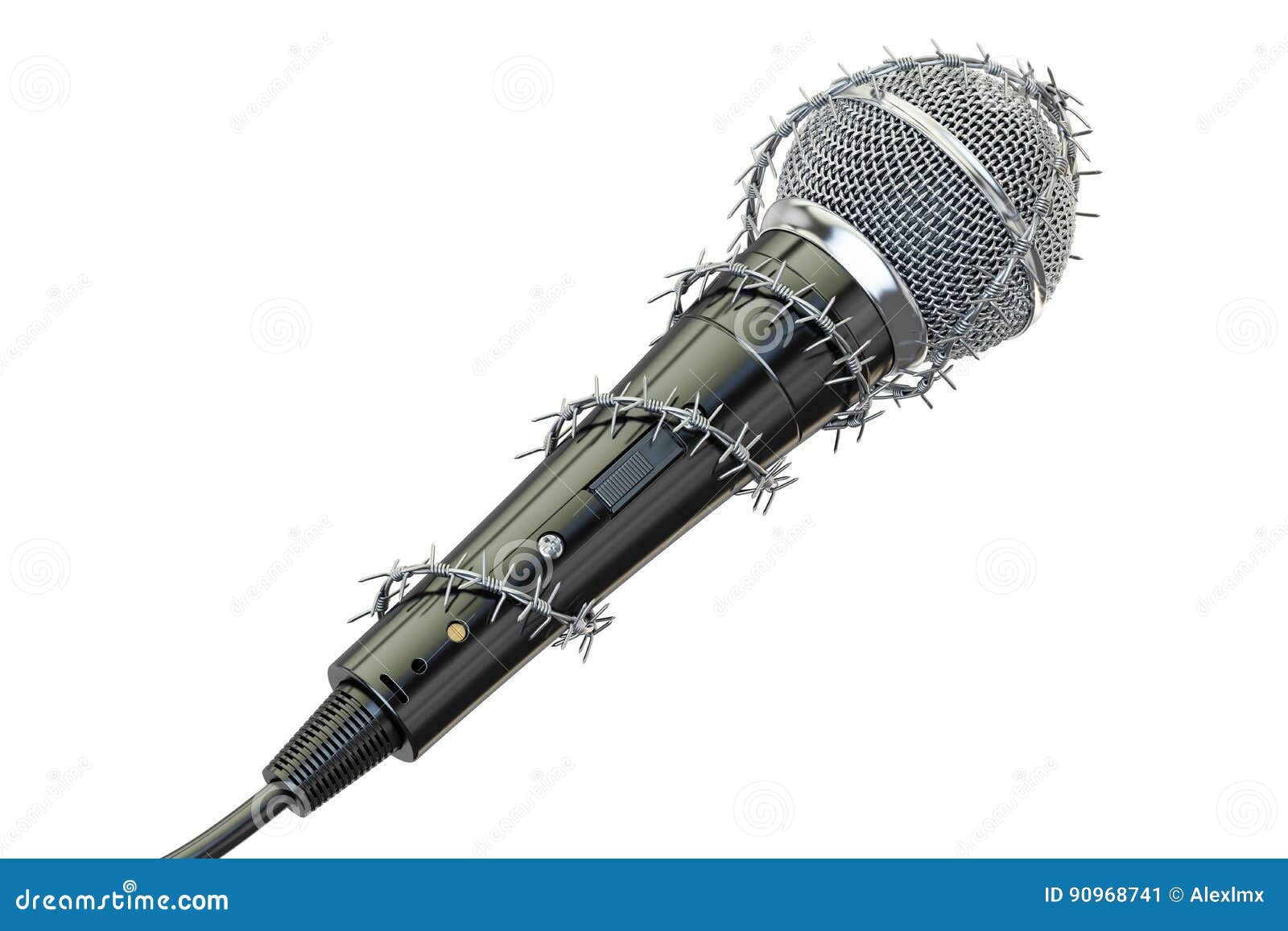 Freedom of Speech and of the Press Prohibition Concept. Microphone with ...