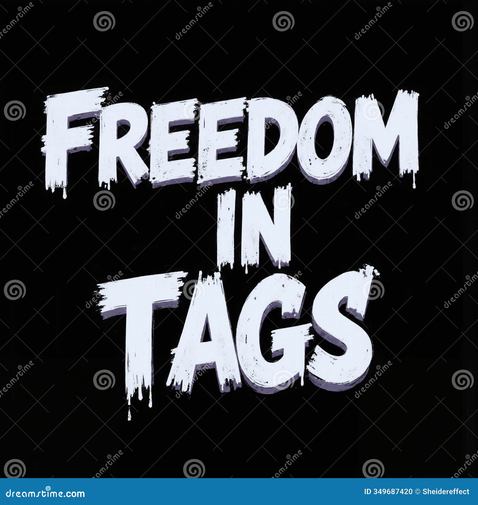 Freedom in Tags is a Black and White Poster with White Letters Stock ...