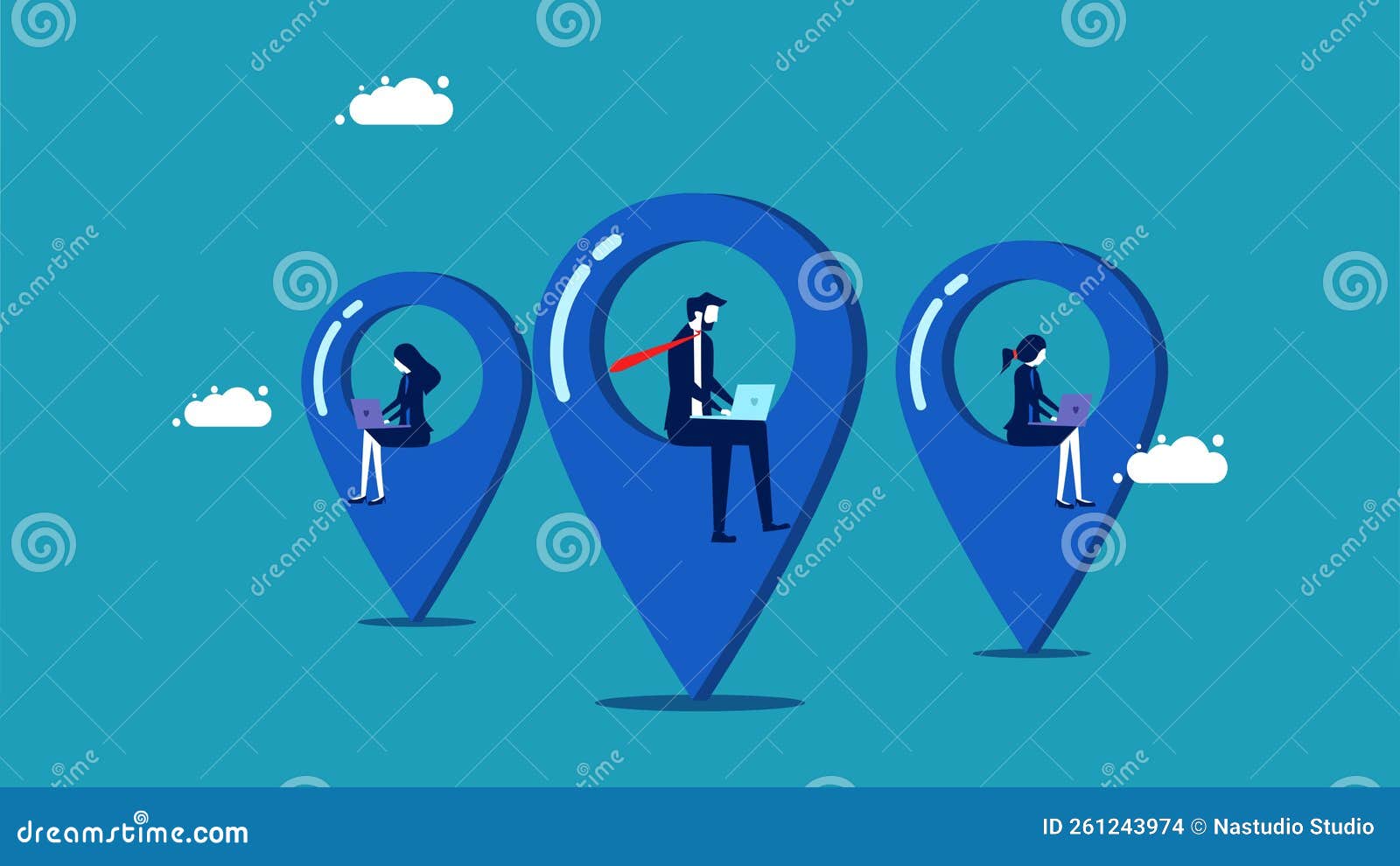 Freedom To Work. Businessman Working in a Location on a Map Using a ...