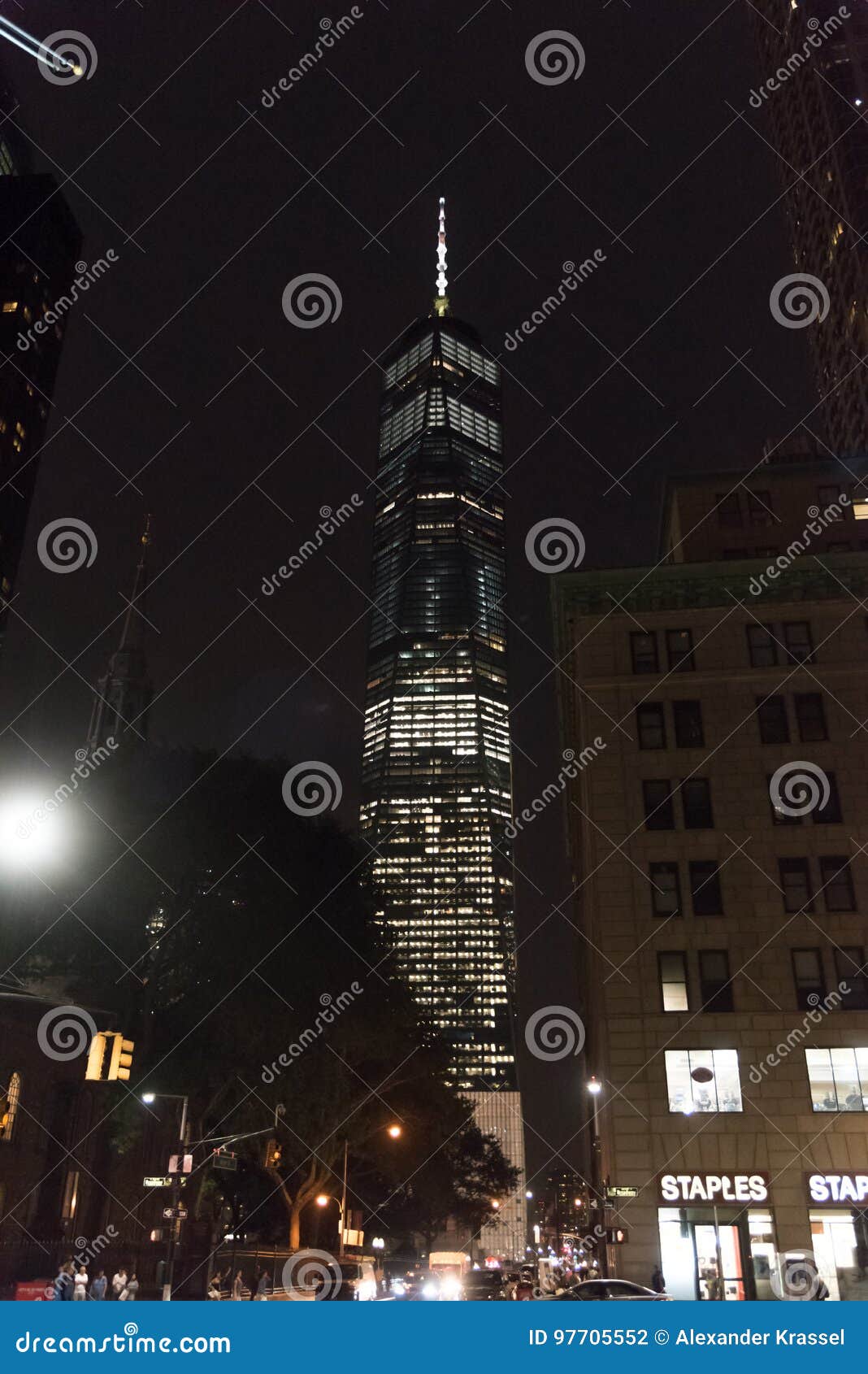 Freedom Tower at night editorial photography. Image of glass - 97705552