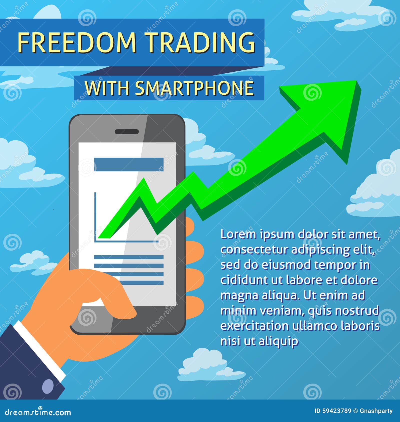 Freedom Trading with Smartphone Template Stock Vector - Illustration of ...