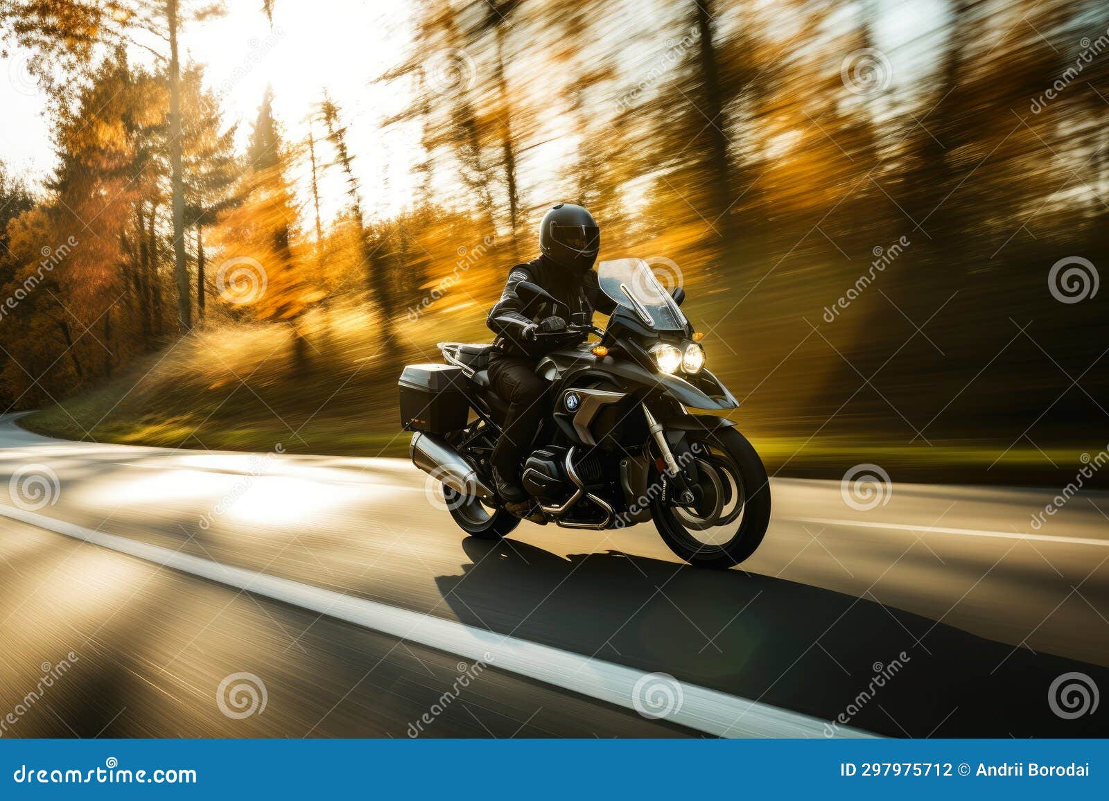 Freedom on Two Wheels: Rider Conquering a Curve. Stock Illustration ...