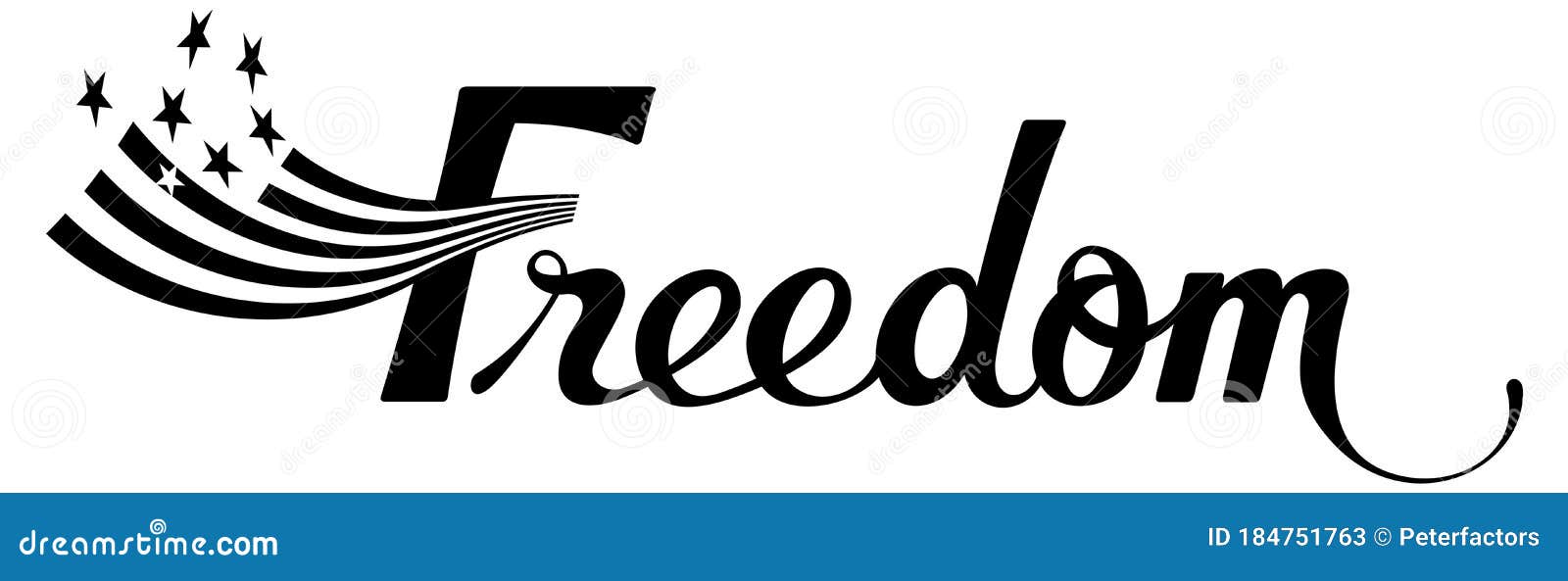 Freedom - Custom Calligraphy Text Cartoon Vector | CartoonDealer.com ...
