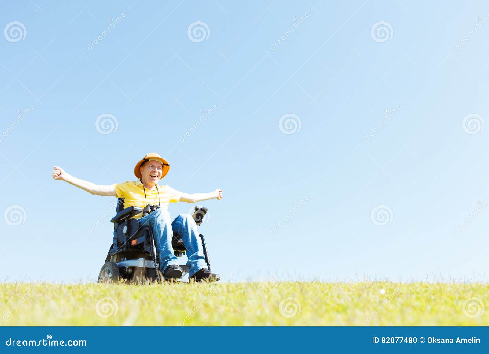 Freedom in wheelchair stock photo. Image of binocular - 82077480