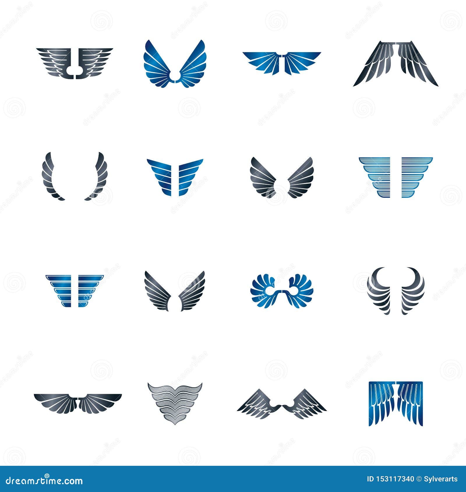 Freedom Wings Emblems Set. Heraldic Coat Of Arms Decorative Logos ...