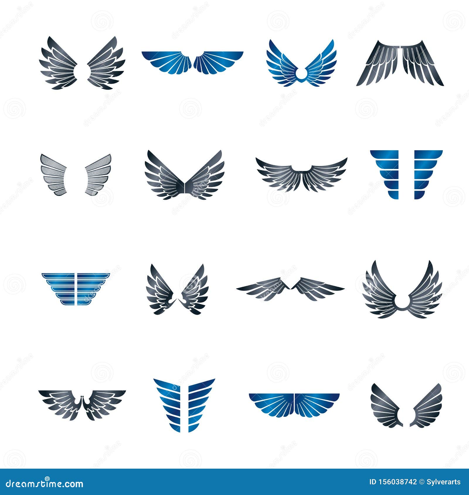 Freedom Wings Emblems Set. Heraldic Coat of Arms Decorative Logos ...