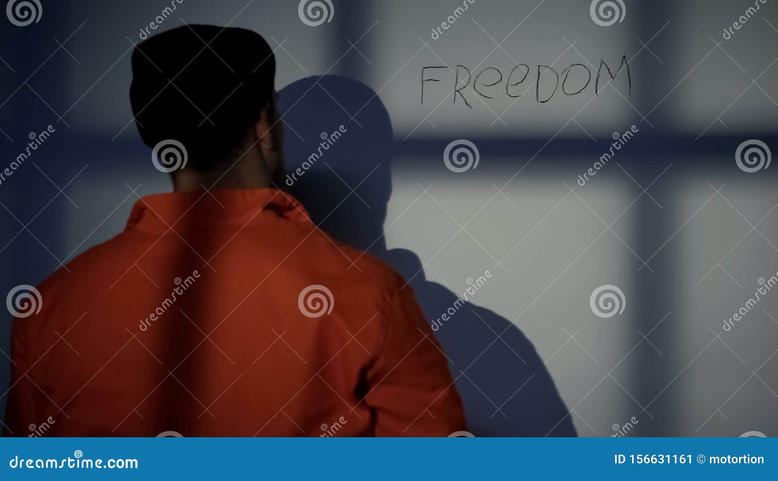 Freedom Word Written on Prison Wall, Calling for Help, Prisoner ...