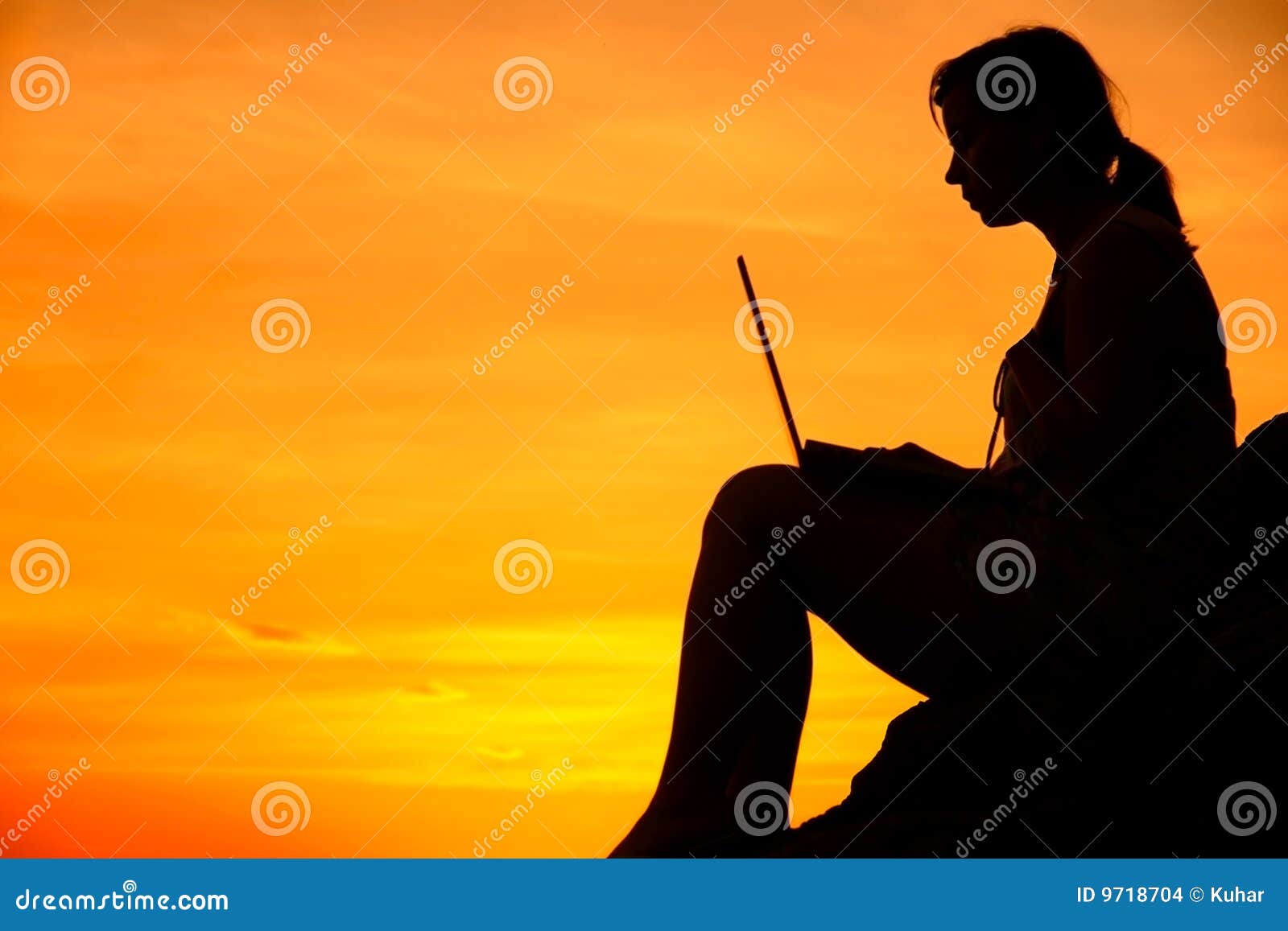 Freedom at work stock photo. Image of scene, sunset, sitting - 9718704