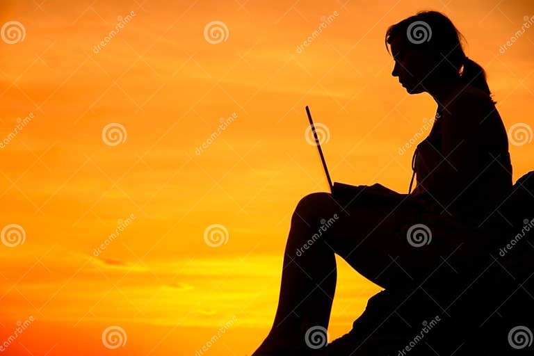 Freedom at work stock photo. Image of scene, sunset, sitting - 9718704