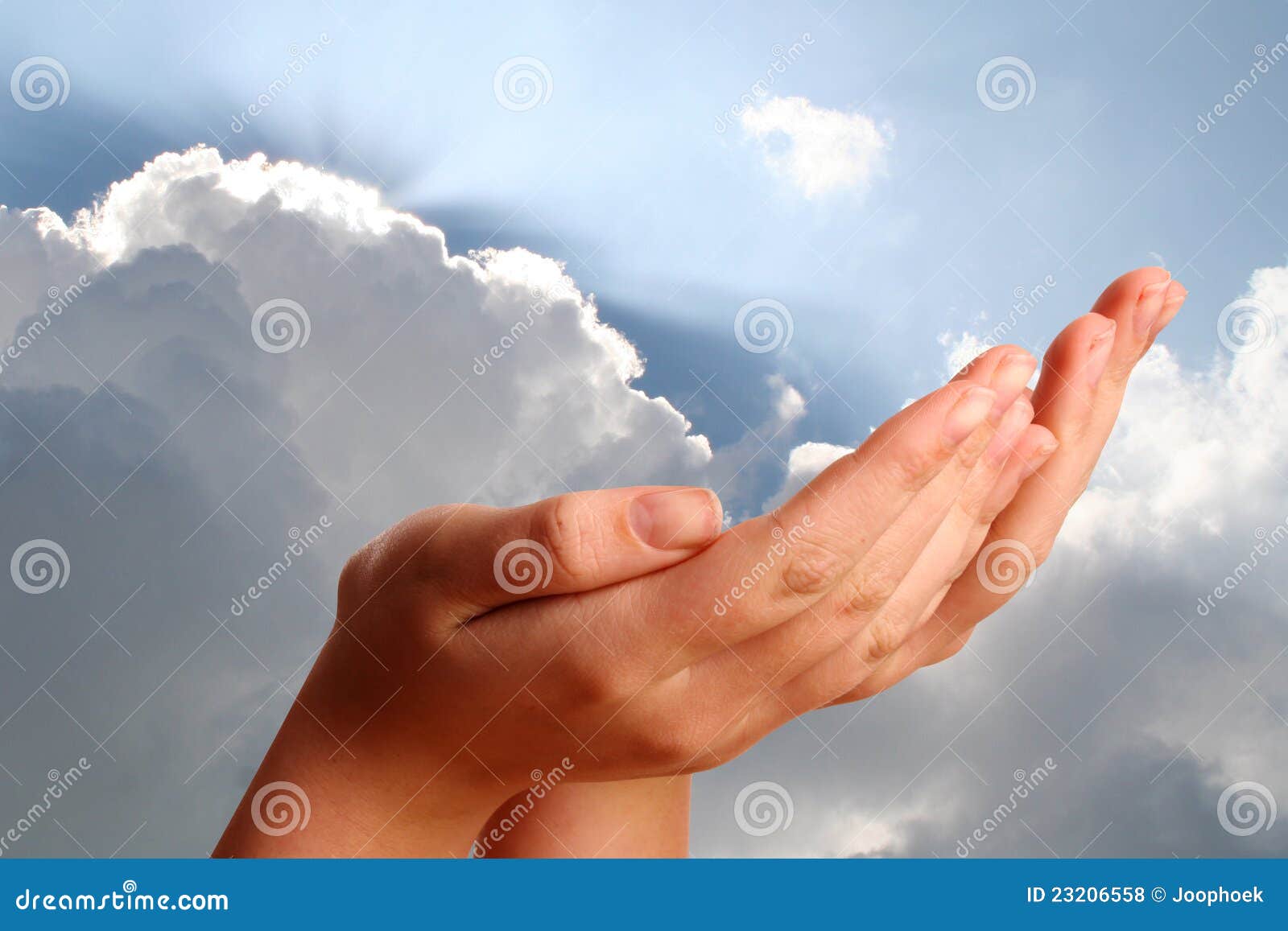 Freedom in Young Womans Hands Stock Photo - Image of fingers, cloud ...