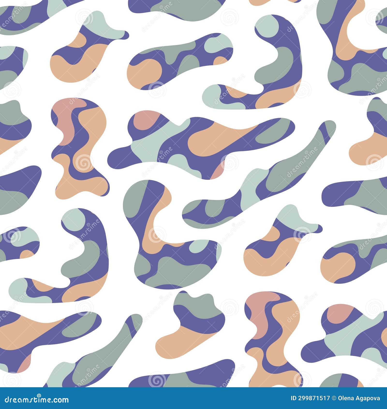 Freeform Blob Shapes Pattern. Abstracts Amoeba Seamless Pattern ...