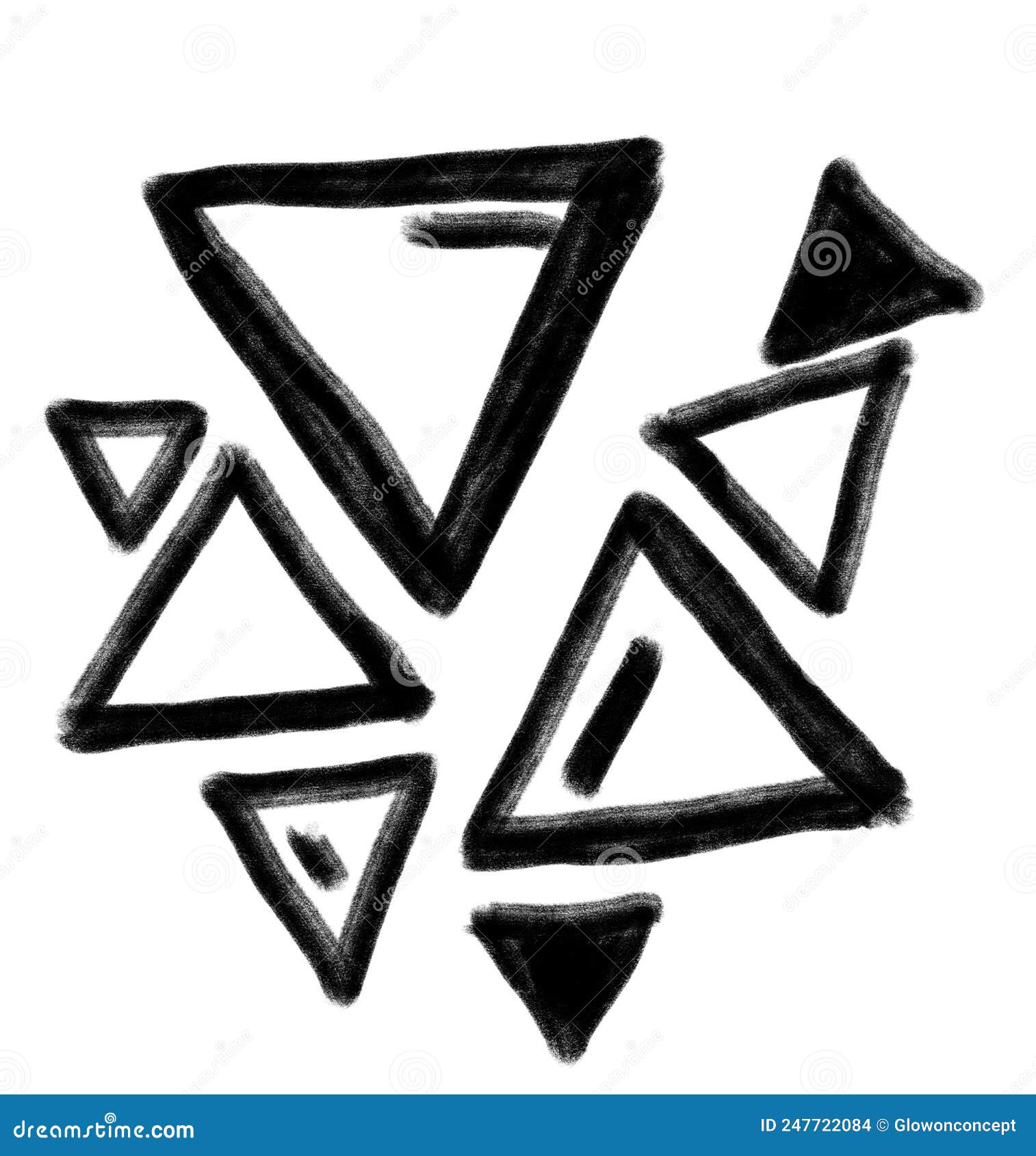 Freeform Hand Doodle Freehand Triangles Line and Shape Sketch Stock ...