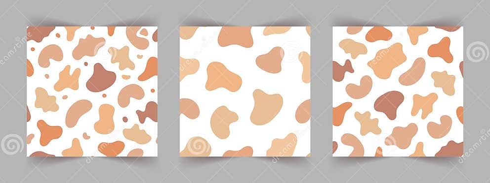 Freeform Shape. Set of Seamless Patterns with Hand Drawn Abstract Irregular Blobs. Basic Stains ...