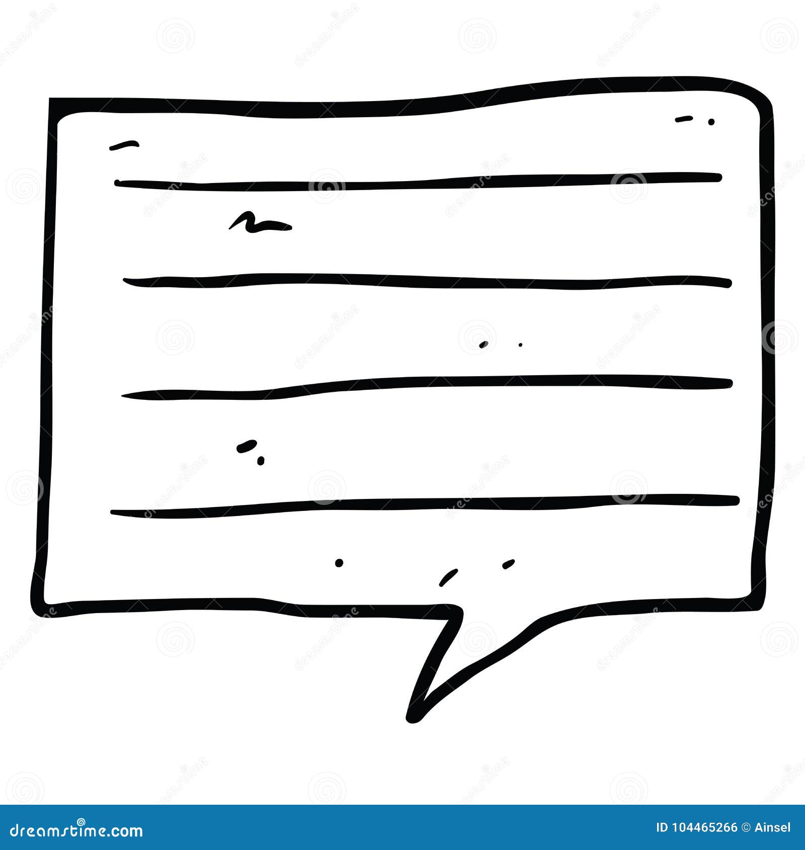 Freehand Cartoon Notes Speech Bubble Stock Illustration - Illustration ...