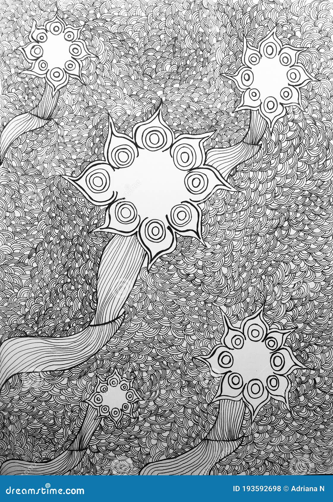 Curves and Flowers Illustration Stock Photo - Image of freehand ...