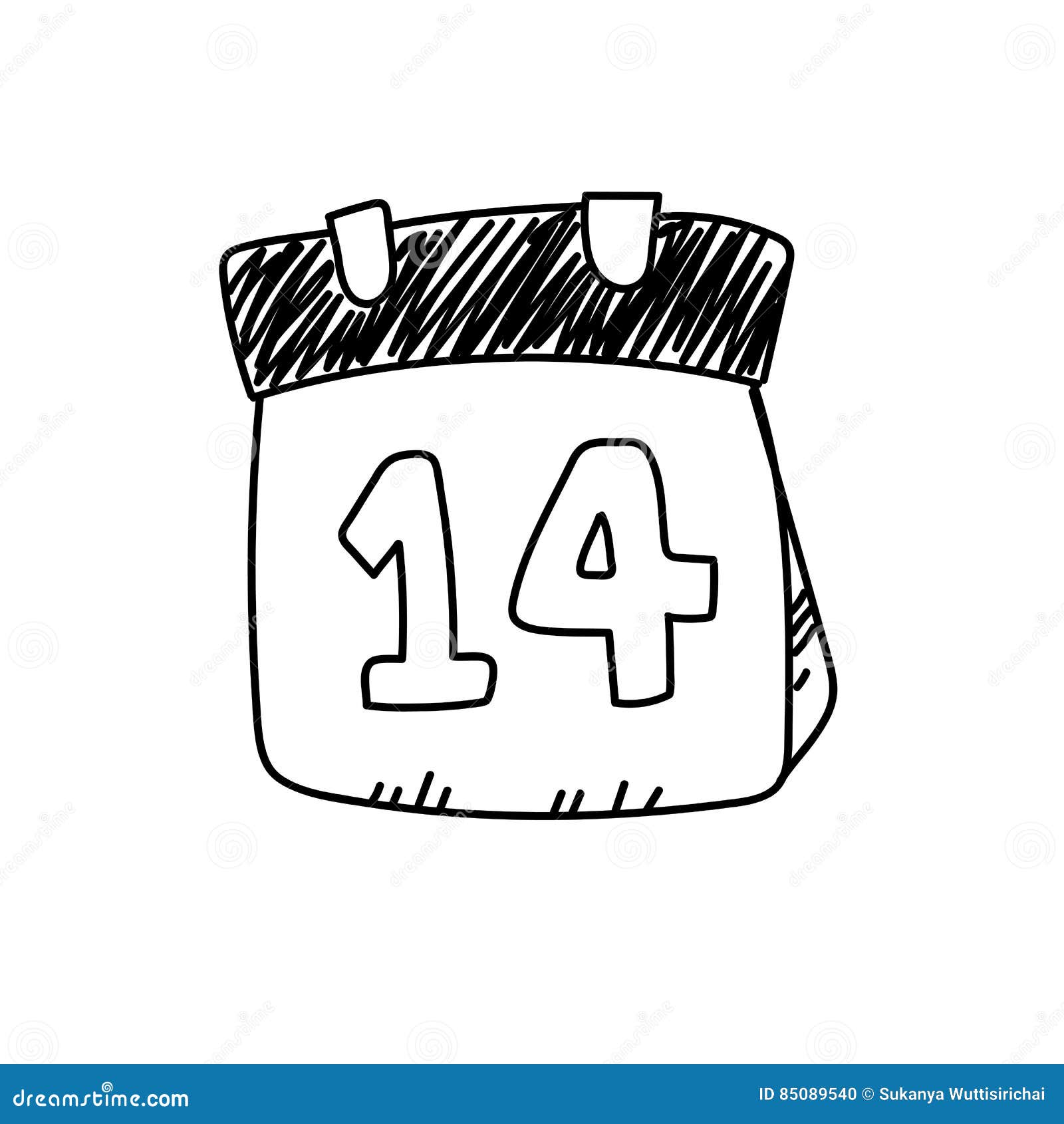 Freehand Drawing 14 February Illustration. Stock Illustration ...