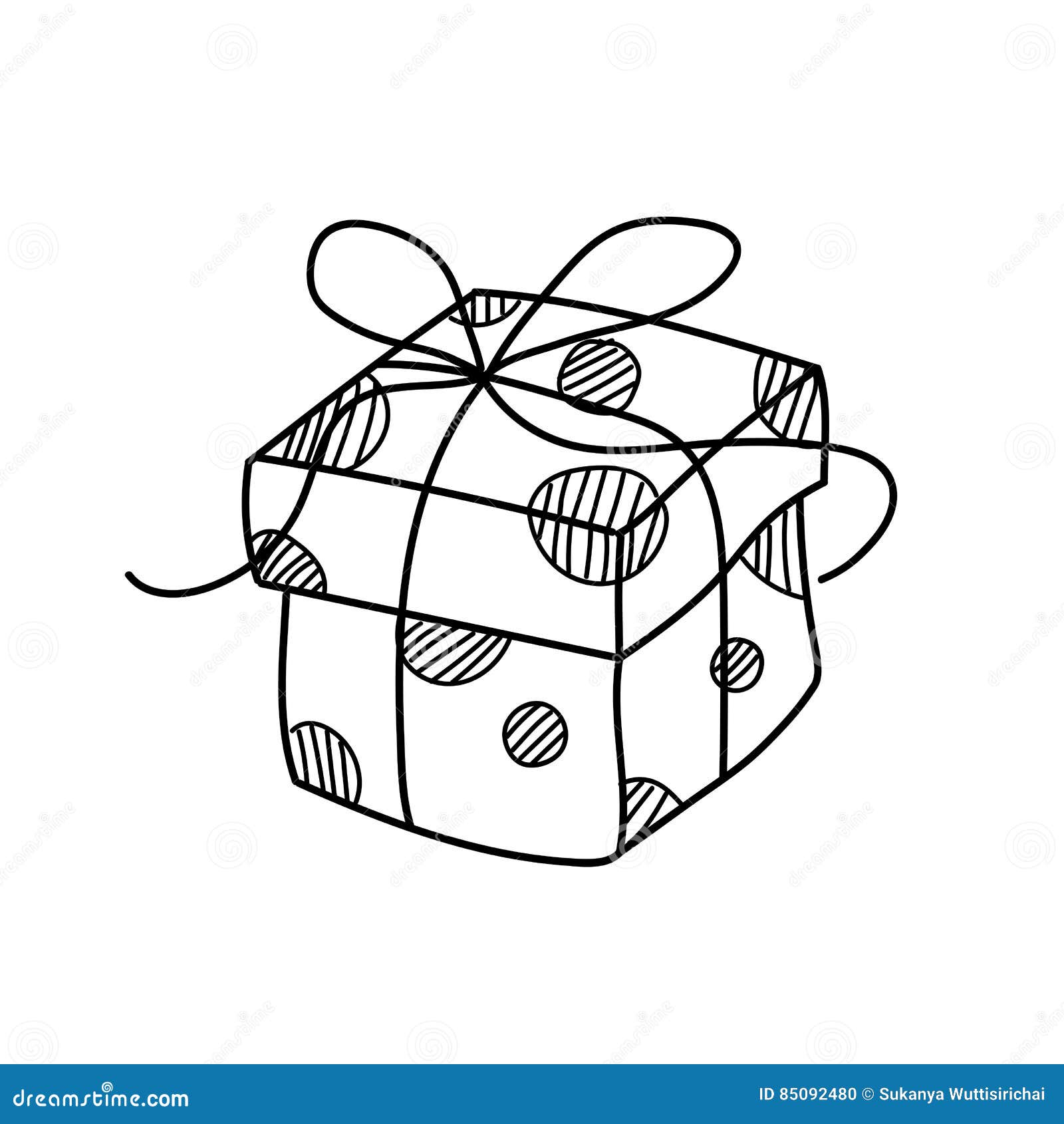Freehand Drawing Gift Box Illustration. Stock Illustration ...