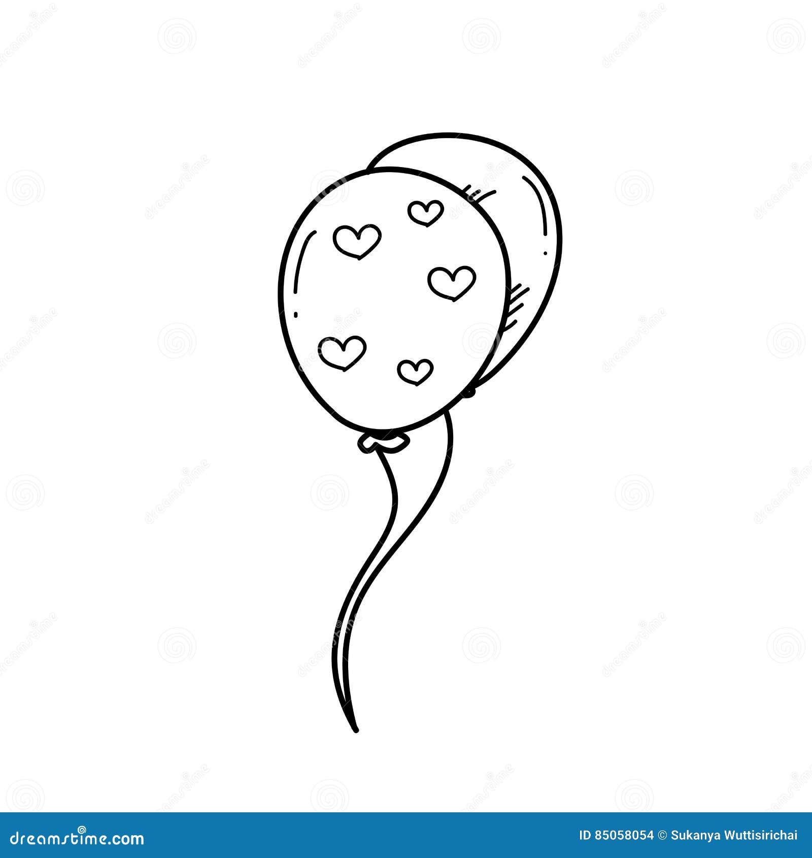 Freehand Drawing Heart Balloon Illustration. Stock Illustration ...