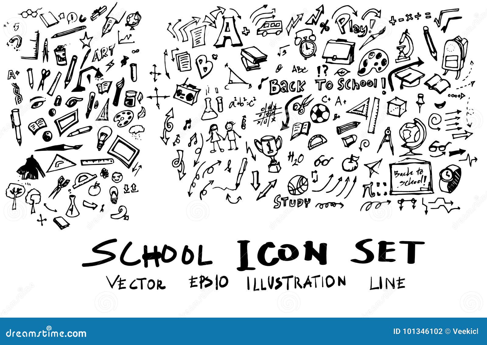 Freehand Drawing School Items Eps10 Stock Vector - Illustration of ...