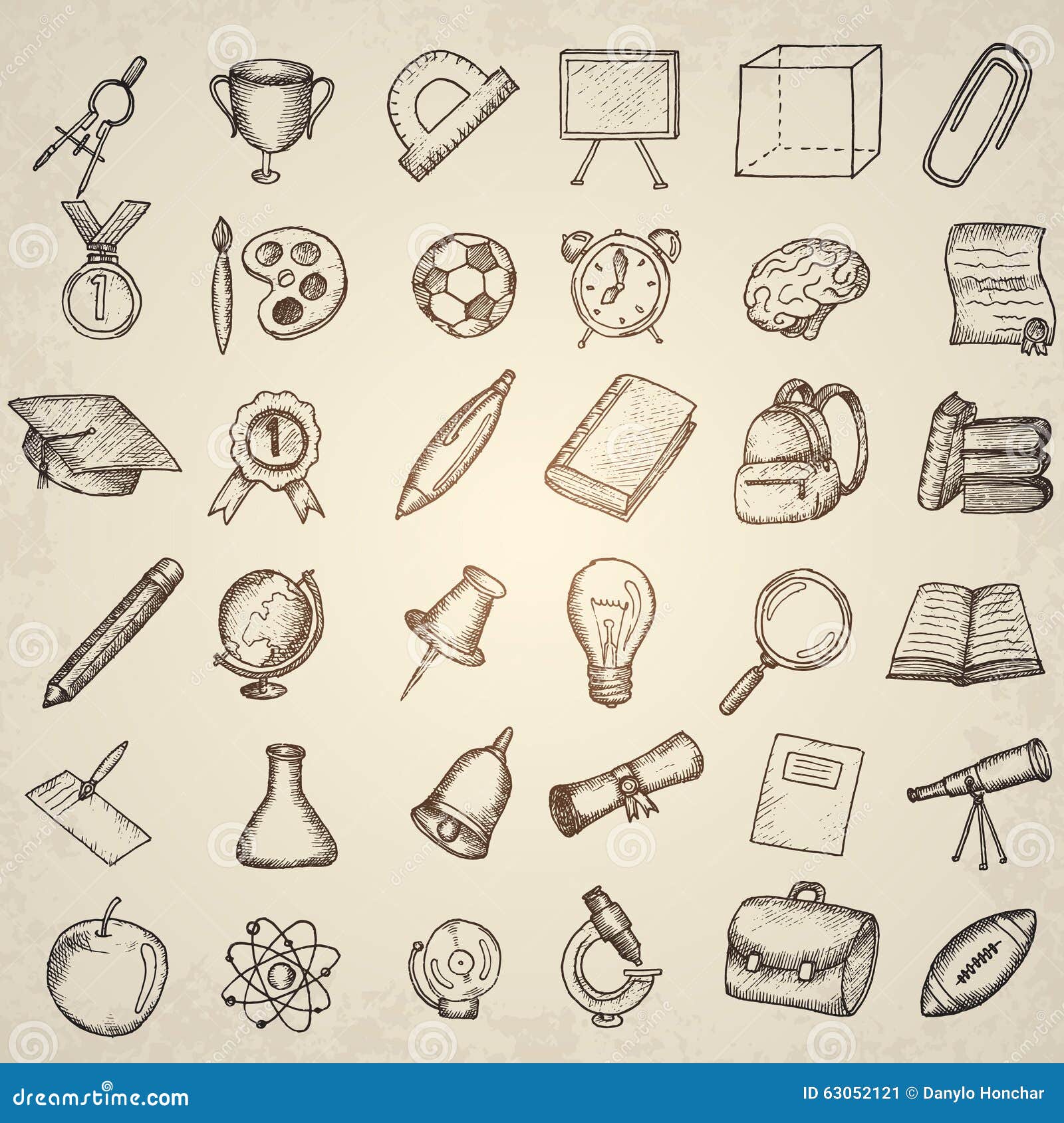 Freehand Drawing School Items. Stock Vector - Illustration of college ...