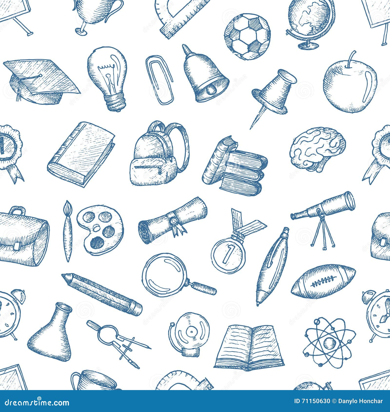 Freehand Drawing School Items. Stock Vector - Illustration of book ...