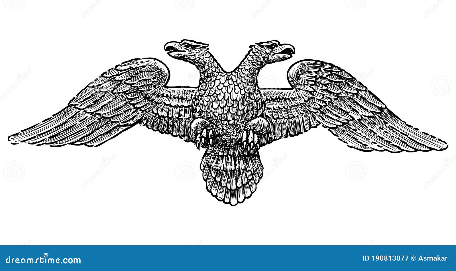 Freehand Drawing of Two Headed Imperial Eagle Stock Vector ...